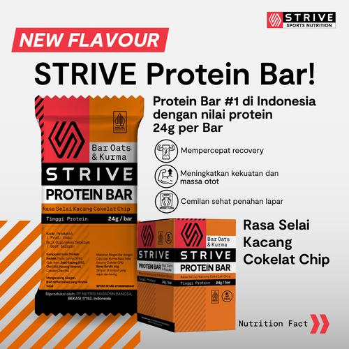 Jual STRIVE Protein Bar rasa Selai Kacang Cokelat Chip - 1 Box isi 5pcs ...