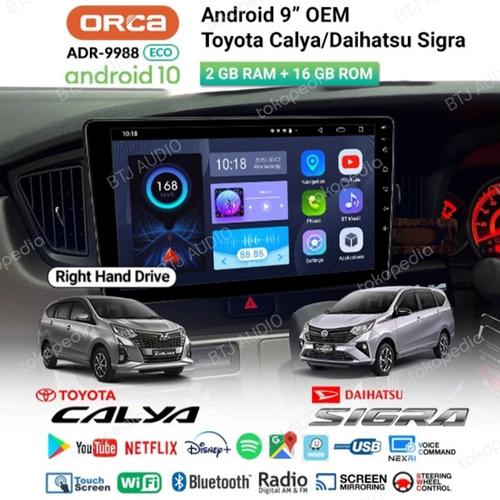 Jual HEAD UNIT TAPE MOBIL ANDROID ORCA FOR TOYOTA CALYA/SIGRA LAYAR 9 ...