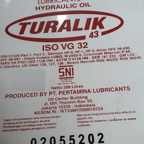 Jual Oli Pertamina Turalik 43 - Pelumas Hidrolik isi 209 Liter ...