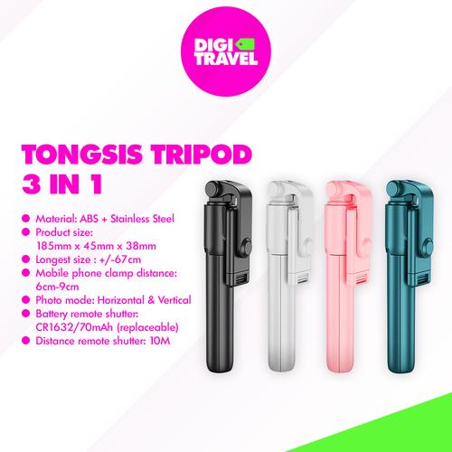 Jual DIGI TRAVEL Tripod Tongsis Handphone Bluetooth - Putih - Jakarta ...