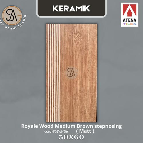 Jual keramik tangga 30x60 step nosing atena royale wood brown G36WSW ...