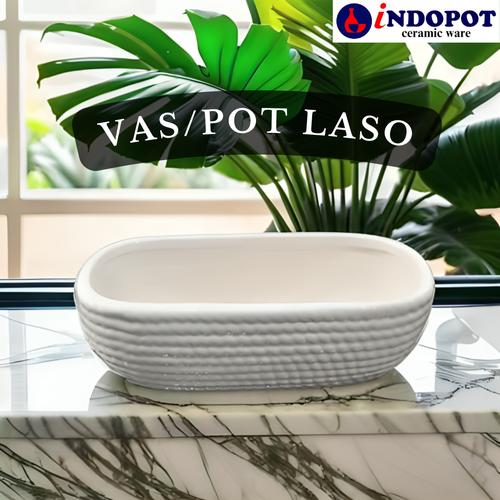 Jual Vas Pot Bunga Keramik Laso Putih dekorasi kamar tanaman artficial ...