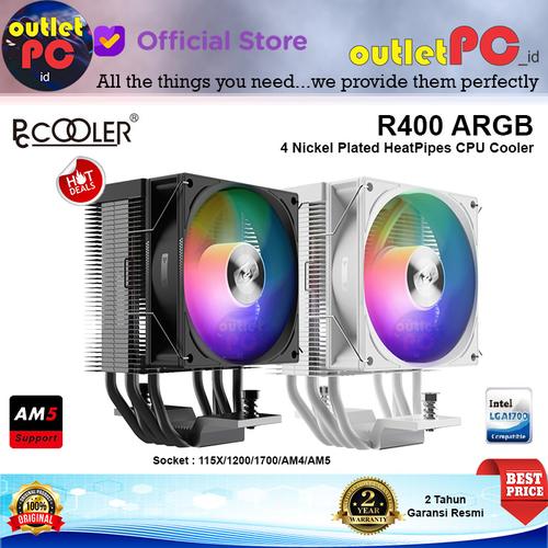 Jual PCCOOLER R400 ARGB CPU COOLER 4 HEATPIPES SUPPORT LGA1700/AM5 TDP ...