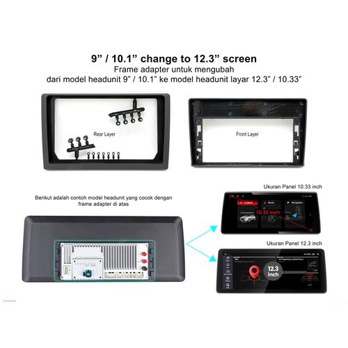 Jual Frame universal panel adapter Converter Headunit 9/10 ke 12'3 inch ...