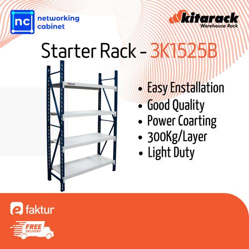 Jual Rack gudang besi 300kg/ layer 2,5m 4susun panjang 1,5m Biru ...
