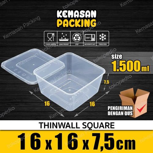 Jual thinwall square 1500 ml /kotak makan plastik persegi / food container - Jakarta Barat ...
