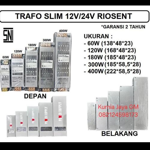 Jual Trafo LED Strip DC 24volt PSU SLIM Titanium 2.5A 4.2A 6.25A 10A ...