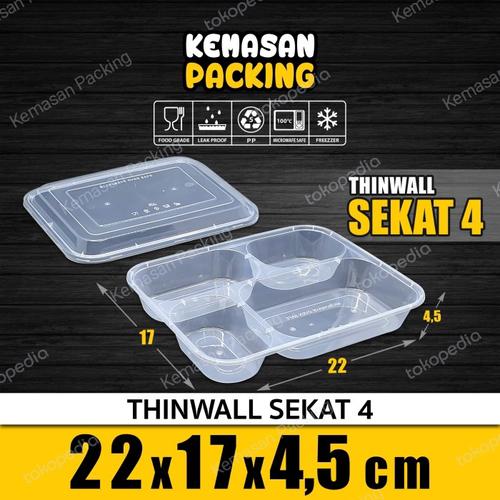 Jual Thinwall sekat 4 | Bento thinwall | Kotak makan sekat |Lunch box ...