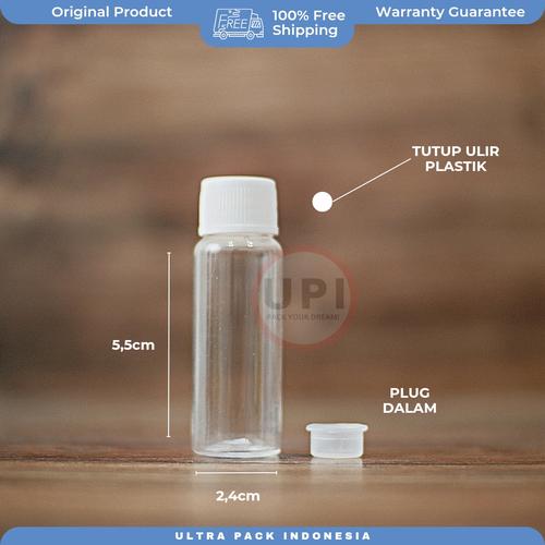 Promo BOTOL PET BR 20ML CLEAR + PLUG SUMBAT + TUTUP ULIR PLASTIK PUTIH ...