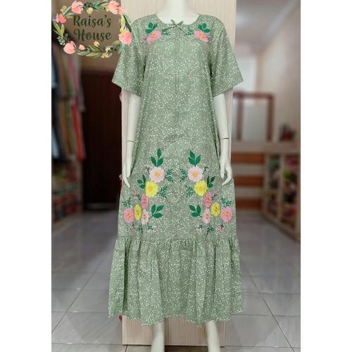 Jual Daster Longdress Bordir Khas Malang - Rempel Bawah | Hijau Muda ...