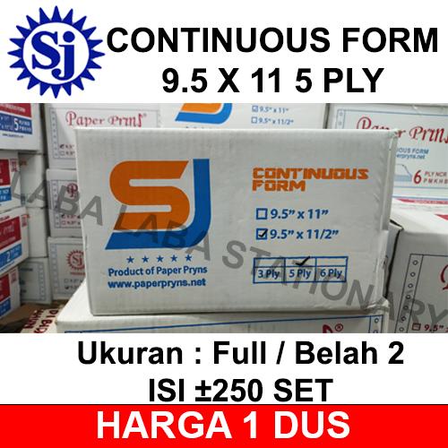 Promo KERTAS CONTINUOUS FORM 5 PLY 9.5 X 11 SJ PAPER PRINT A4 / RANGKAP ...
