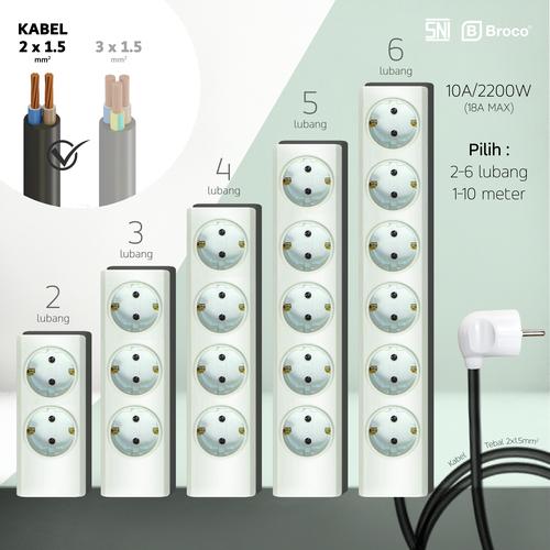 Jual Broco lite Stop kontak terminal extension kabel isi 2-6 lubang - 3 ...