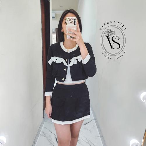 Jual 𝙍𝙚𝙖𝙙𝙮Aldora ribbon two tone tweed set REAL PICT sesuai try on ...