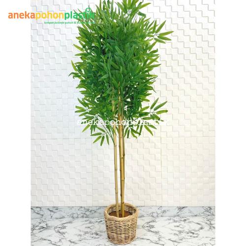 Jual Pohon Daun Bambu Hijau Latex Artificial Pot Dasar Cover Rota Bulat ...