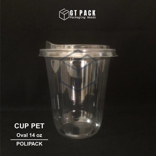 Jual Sablon Cup Plastik PET Oval 14 Oz | 11 gram + Lid Strawless ...