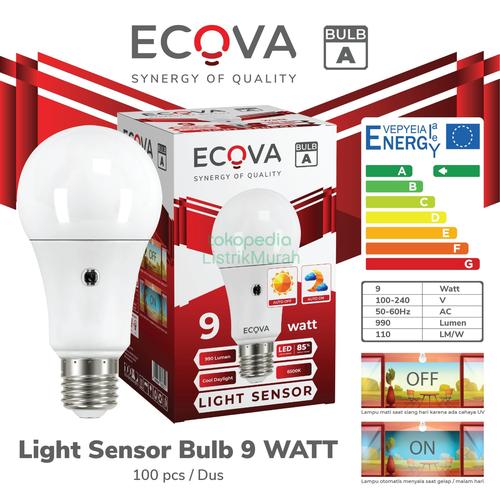 Jual Ecova Lampu Led 9w 9watt Sensor Cahaya Light Bulb E27 Putih ...