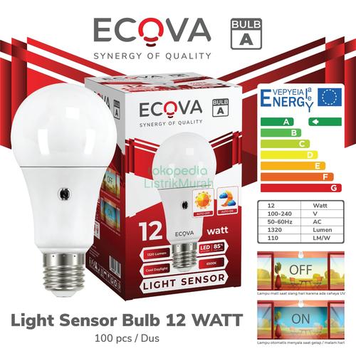 Jual Ecova Lampu Led 12w 12watt Sensor Cahaya Light Bulb E27 Putih ...