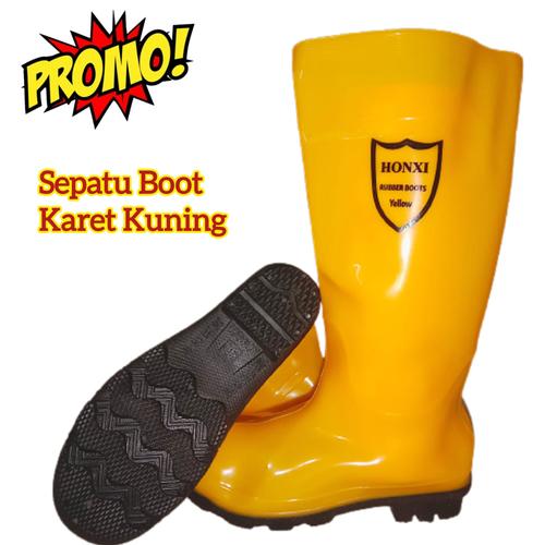Jual Sepatu Boot Karet Kuning Air Sepatu Proyek Boots Safety Bangunan ...
