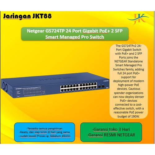 Jual Netgear GS724TP 24 Port Gigabit PoE+ 2 SFP Smart Managed Pro ...