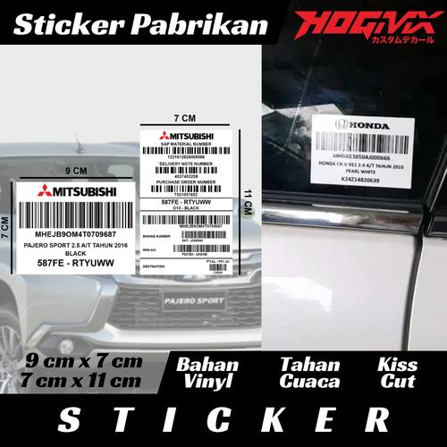 Jual Sticker Pabrikan Mobil Barcode Label Custom - TOYOTA - Kota ...