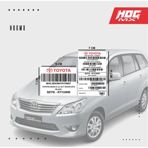 Jual Sticker Pabrikan Mobil Barcode Label Custom - TOYOTA - Kota ...