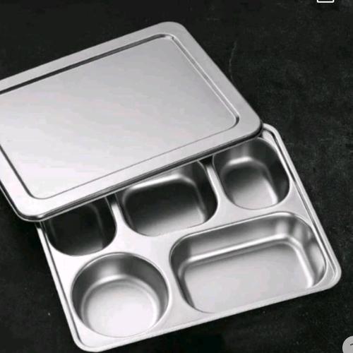 Jual Plato / Food Tray / Piring / Tempat Makan Sekat 5 + Tutup Stainles ...