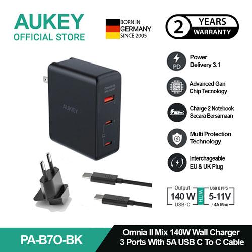 Promo AUKEY Charger Multi Port Type C 140W GAN PD 3.1 Fast Charging PA ...