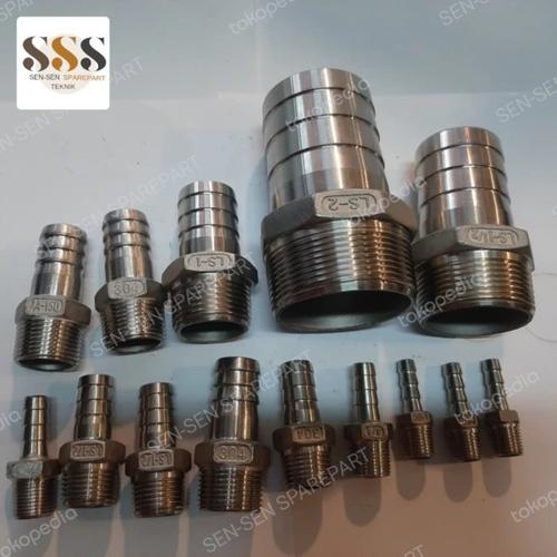 Jual Hose nepel stainless 304 1/2" inch / king nepel stainless ...