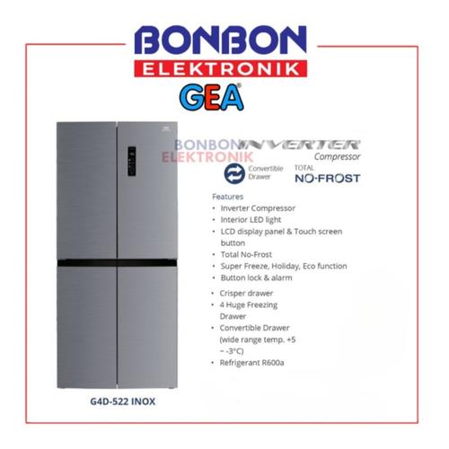 Promo GEA Kulkas Side By Side Inverter 4 Pintu 522L G4D-522 INOX / G4D ...