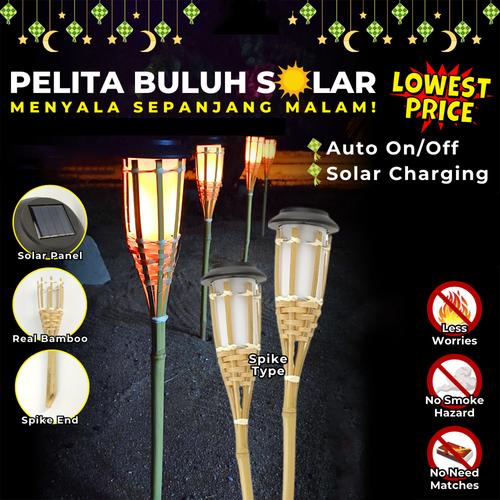 Promo Lampu Taman Tancap Solar Obor LED Pelita Buluh Bambu Dekorasi ...