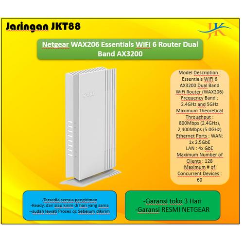 Jual Netgear WAX206 Essentials WiFi 6 Router Dual Band AX3200 - Jakarta ...