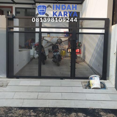 Jual Pintu pagar dorong sliding plat perforated atau plat bolong bolong ...