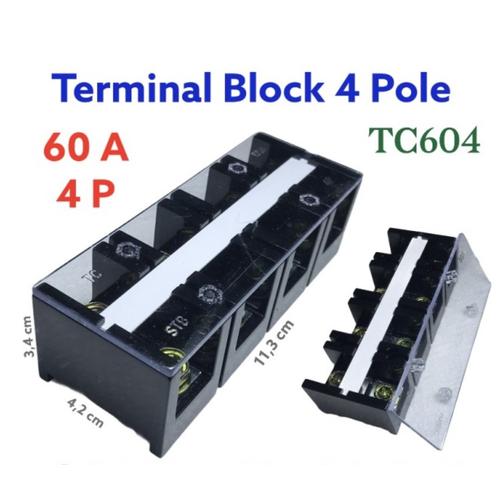 Jual Terminal Block 60A 3 4 Pole Isolator Kabel Listrik Blok 4P 3P 60 Amper - 4 Pole - Kota ...