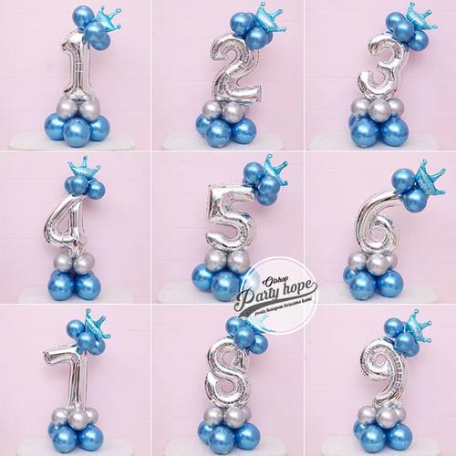 Jual Balon standing angka silver 80 cm prince biru / standing balon ...