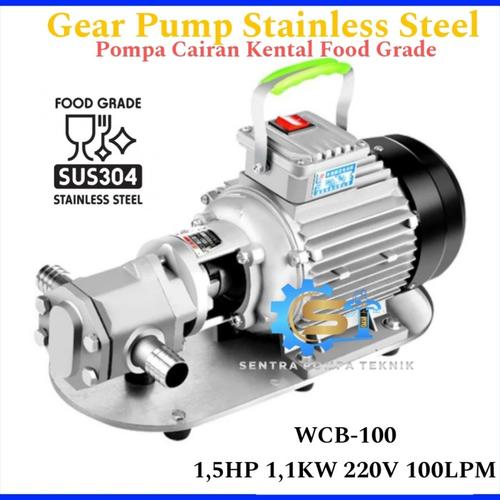 Jual Gear Pump STAINLESS 100LPM 1,5HP 220V Pompa Cairan Kental FOOD ...