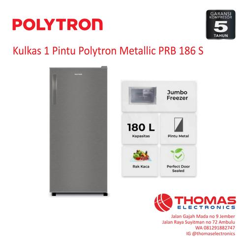 Jual Kulkas 1 Pintu 180 Liter Polytron Metallic PRB 186S 186 S Garansi ...
