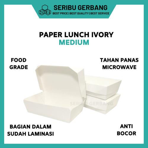 Jual PAPER LUNCH BOX MEDIUM M TAKE AWAY KERTAS PUTIH IVORY LAMINASI ...