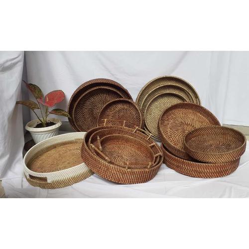 Promo Nampan rotan rattan bulat oval Persegi baki handmade lombok all ...