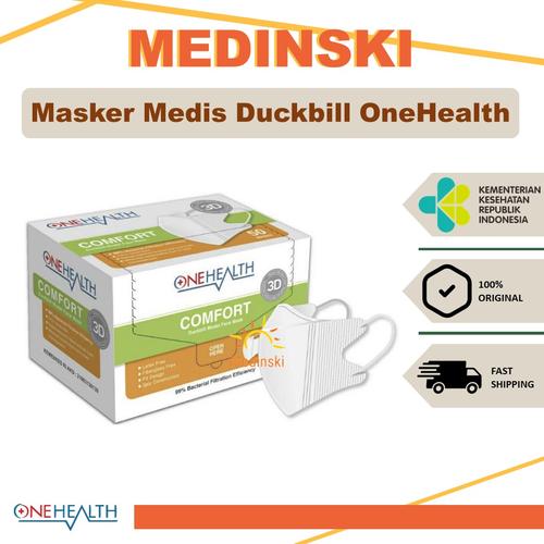 Jual Masker Medis Duckbill OneHealth Surgical Face Mask Duck Bill 3D 3 ...