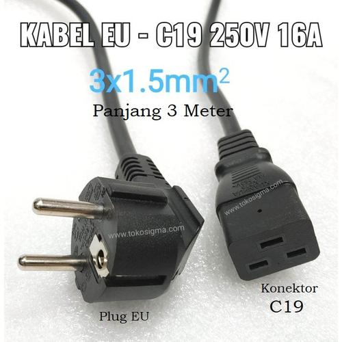 Jual Kabel Power Cord 3M APC UPS PDU ATS EU to C19 Plug Schuko 3x1.5mm ...