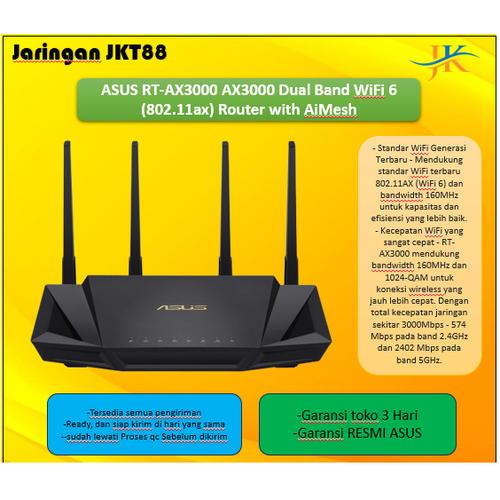Jual ASUS RT-AX3000 AX3000 Dual Band WiFi 6 (802.11ax) Router with ...