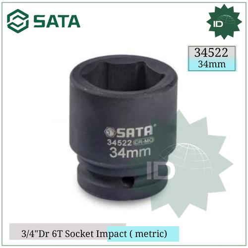 Jual Socket 3/4" 34522 DR.6pt Metric Impact Socket 34 MM Sata Tools ...