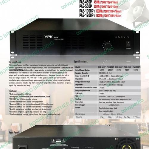 Jual VPK PAS-1000P Original Power Amplifier High Impedance 70/100v ...