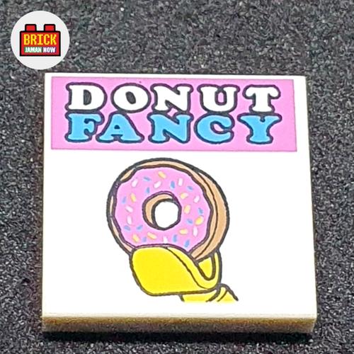Jual Lego Tile 2x2 w/ "DONUT FANCY" & Donut/Doughnut in Minifigure Hand ...