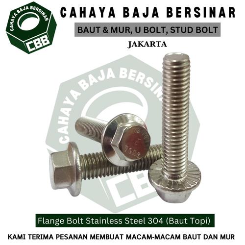 Jual Flange Bolt Stainless Steel 304 M8 - 1.25 / Baut Topi M8 Kunci 10 ...