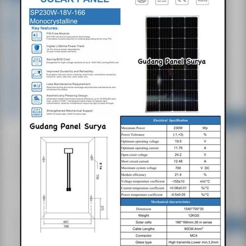 Jual US Solar Panel Surya Solarcell 230WP Mono 230wp Monocrystalline 230 wp - Jakarta Pusat ...