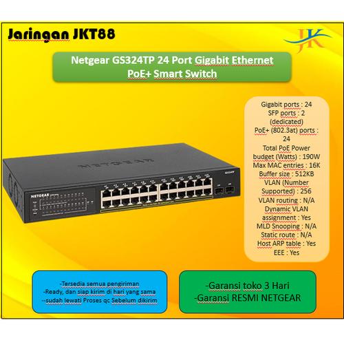Jual Netgear GS324TP 24 Port Gigabit Ethernet PoE+ Smart Switch ...