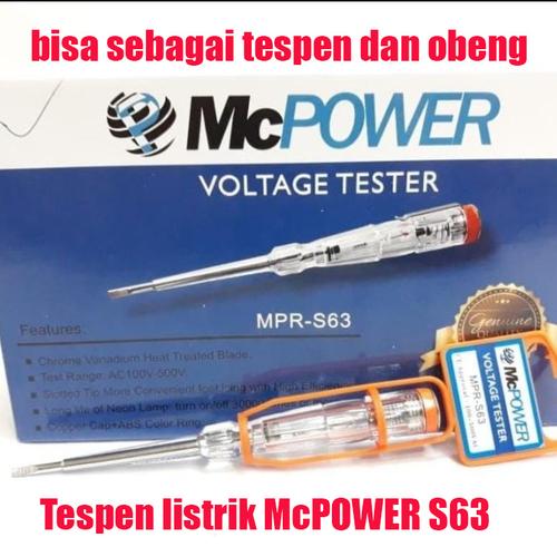 Jual obeng tespen McPower MPR-S63 voltage tester listrik mc power s63 ...