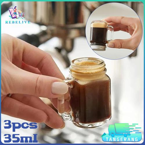 Jual 3Pcs Espresso Shot Mini Glass Espresso Botol Mini Mason Jar - Kota ...
