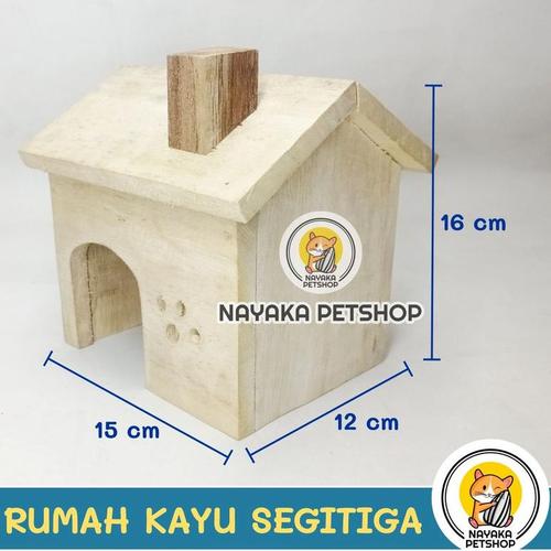 Jual Rumah Kayu Hamster Atap Segitiga Besar Wooden Home Kandang Tupai ...